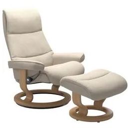 Relaxsessel stressless "View" Sessel Gr. Struktur fein JASMINE, Cross Base Eiche, Relaxfunktion-Drehfunktion-PlusTMSystem-Gleitsystem, B/H/T: 91cm x 109cm x 83cm, beige (beige jasmine) mit Classic Base, Größe L,Gestell Eiche