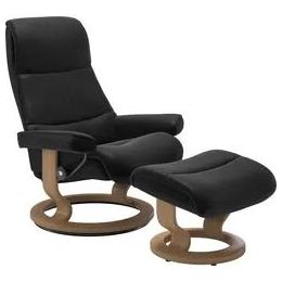 Relaxsessel stressless "View" Sessel Gr. Leder PALOMA, Cross Base Eiche, Relaxfunktion-Drehfunktion-PlusTMSystem-Gleitsystem, B/H/T: 91cm x 109cm x 83cm, schwarz (schwarz paloma) mit Classic Base, Größe L,Gestell Eiche