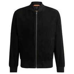 Lederjacke BOSS ORANGE "Joflag" Gr. 50, schwarz (schwarz001) Herren Jacken mit Blousonform