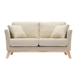 Miliboo Sofa skandinavisch 2 Plätze Beige helle Holzbeine OSLO