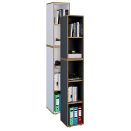 Vcm Holzregal stehend platzsparender Aktenschrank Ma&szlig;e ca. B. 30 x H. 183 x T. 33 cm Elegantes Regal B&uuml;roregal &ndash; Salia 5fach B. 30 cm