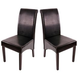 MCW 2er-Set Esszimmerstuhl Cesena ~ Leder, schwarz, dunkle F&uuml;&szlig;e