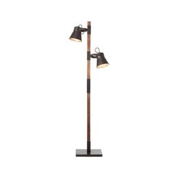 Brilliant Lampe Plow Standleuchte 2flg schwarz stahl/holz 2x A60, E27, 10W, geeignet f&uuml;r Normallampen (nicht enthalten) Mit Fu&szlig;schalter