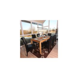 MCW 6er-Set Esszimmerstuhl Cesena ~ Leder, schwarz, dunkle F&uuml;&szlig;e