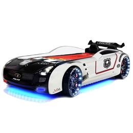 Autobett Kinderbett "Roadster Police" LED Sound Sportsitze Lattenrost Spoiler 90x190 cm