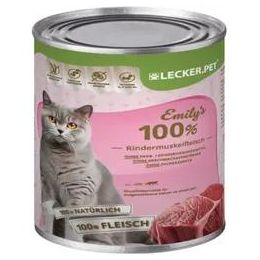 LYRA PET 6 x 400 g Lecker.Pet® Emily's 100 % Rindermuskelfleisch Katzenfutter Nassfutter