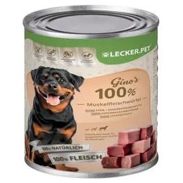 LYRA PET 24 x 400 g Lecker.Pet® Gino's 100 % Muskelfleischwürfel Rind & Schwein Hundefutter Nassfutter