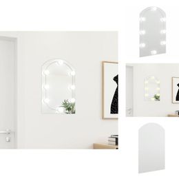 vidaXL Spiegel - Living Spiegel mit LED-Leuchten 60x40 cm Glas Bogenförmig - Silber