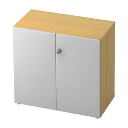 eurokraft pro Aktenschrank, Flügeltüren, 1 Fachboden, Buche / alusilber
