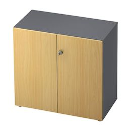 eurokraft pro Aktenschrank, Flügeltüren, 1 Fachboden, graphit / Buche