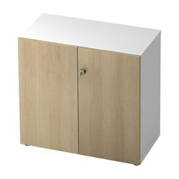 eurokraft pro Aktenschrank, Flügeltüren, 1 Fachboden, weiß / Eiche