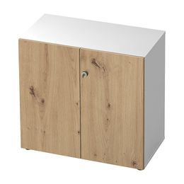 eurokraft pro Aktenschrank, Flügeltüren, 1 Fachboden, weiß / Asteiche