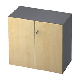 eurokraft pro Aktenschrank, Flügeltüren, 1 Fachboden, graphit / Ahorn-Dekor