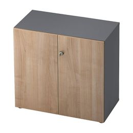 eurokraft pro Aktenschrank, Flügeltüren, 1 Fachboden, graphit / Nussbaum-Dekor