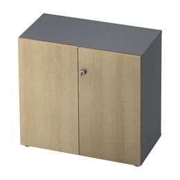 eurokraft pro Aktenschrank, Flügeltüren, 1 Fachboden, graphit / Eiche