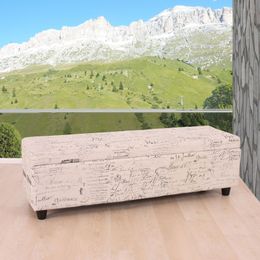 MCW Aufbewahrungs-Truhe Kriens, Sitzbank Bank, Stoff/Textil, 45x114x45cm MVG-zertifiziert ~ Schriftzug, creme