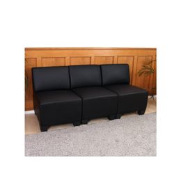 MCW Modular 3-Sitzer Sofa Moncalieri, Kunstleder ~ schwarz, ohne Armlehnen