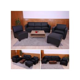 MCW Modular Sofa-System Couch-Garnitur Moncalieri 3-1-1-1, Kunstleder ~ schwarz