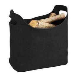 Relaxdays Kaminholztasche 20,0 l schwarz 40,0 x 23,0 x 39,5 cm