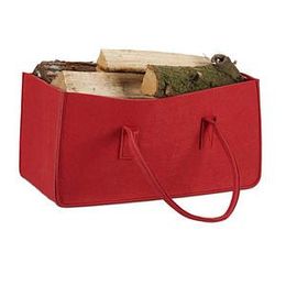 Relaxdays Kaminholztasche 27,0 l rot 25,0 x 50,0 x 25,0 cm