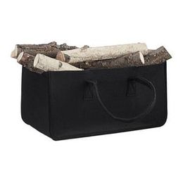 Relaxdays Kaminholztasche 27,0 l schwarz 25,0 x 50,0 x 25,0 cm