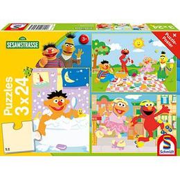 SCHMIDT Sesamstrasse Sachen machen Puzzle, 3 x 24 Teile