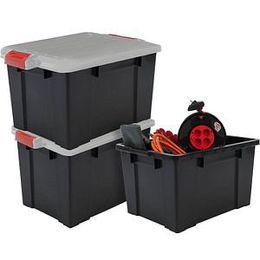 3 IRIS OHYAMA DIY SK-450 Aufbewahrungsboxen 3x 50,0 l schwarz, grau, rot 38,5 x 59,0 x 40,0 cm