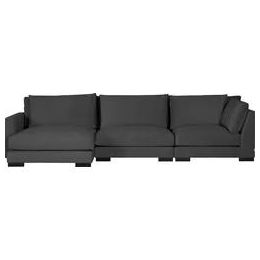 Ecksofa LeGer Home by Lena Gercke "Tvinna L-Form" Sofas Gr. B/H/T: 306cm x 76cm x 151cm, Samtoptik, Recamiere links, grau (dunkelgrau) Modulsofa, bestehend aus Eckteil, Recamiere und Mittelteil