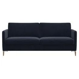 2,5-Sitzer FLEXLUX "Fiore, super bequem durch Kaltschaum im Sitz" Sofas Gr. B/H/T: 181cm x 85cm x 92cm, Velvet, blau (royal blau) schmale Armlehnen, Füße Alu+ Eiche