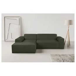 Ecksofa Inosign "Zeus-L" Sofas Gr. B/H/T: 253cm x 70cm x 188cm, Struktur fein + weich, Ottomane links, grün Curvy Trend Ecksofa mit urbaner Optik