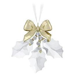 Dekohänger Swarovski "Sammelfigur Holiday Magic Stechpalmenblätter Ornament, 5685701" Gr. B/H/T: 1,79cm x 7,57cm x 7,31cm, weiß (kristallweiß-goldfarben-weiß) Swarovski Kristall