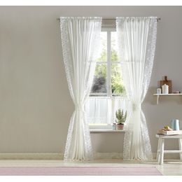 Gardine Home Affaire "Lea" Gr. 1, beige (cremeweiß), B:140cm H:125cm, Voile, Polyester, Gardinen