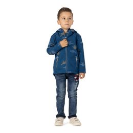 SALT & PEPPER Softshelljacke SALT AND PEPPER "AOP Dino", Jungen, Gr. 116, blau, 100% Polyester, bedruckt, casual, ohne Ausschnitt, Langarm, Jacken, mit tollem Dino-Druck