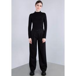 Bundfaltenhose Imperial, Damen, Gr. S (36), N-Gr, schwarz (nero), Web, Obermaterial: 72% Polyester, 23% Viskose, 5% Elasthan, unifarben, feminin, lässig geschnitten, Hosen, mit weitem Bein