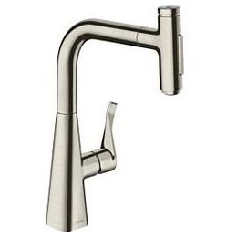 Hansgrohe Metris Select Küchenarmatur 73822800 mit Ausziehbrause, 2jet, Edelstahl-optik