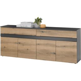 HBZ-MEBLE Sideboard HBZ "Taylor mit 2 Schubkästen, BxHxT 195x75x38 cm" Sideboards Gr. B/H/T: 195cm x 75cm x 38cm, 2 St., anthrazit, evoke oak tiefzieh Mit 4 Türen, Stellmaß BxHxT 195x75x38 cm