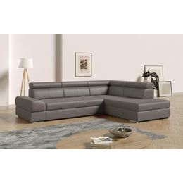 Sit & More Ecksofa SIT & MORE "Broadway L-Form", grau (grau, grau), B:270cm H:79cm T:213cm, Sofas, Ecksofa, mit verstellbaren Kopfteilen, wahlweise mit Bettfunktion