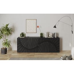 Sideboard Inosign "Snake Breite 241 cm, moderne Kommode mit 4 Türen" Sideboards Gr. B/H/T: 241cm x 96cm x 42cm, schwarz (anthrazit mit siebdruck) Anrichte viel Stauraum, Front besonderem Siebdruck