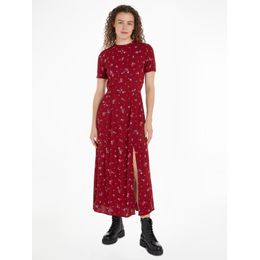 Blusenkleid Tommy Jeans "TJW FLORAL MIDI DRESS" Gr. S (36), N-Gr, schwarz (mountain floral) Damen Kleider mit Blumenprint