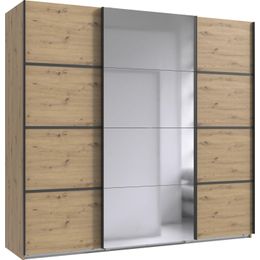 Schwebetürenschrank wimex "Jork Kleiderschrank mit Spiegel" Schränke Gr. B/H/T: 225cm x 208cm x 65cm, Standard, 3 St., Komplettausführung, artisan-eiche-nachbildung, abs. graphit in verschiedenen Größen und Ausstattungsvarianten