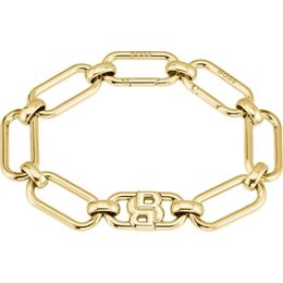 Armkette BOSS "DOUBLE B SWING, 1580628" Armbänder Gr. Edelstahl, goldfarben (gelbgoldfarben) Damen