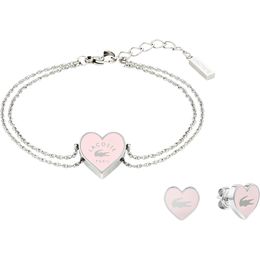 Schmuckset Lacoste Schmuck-Sets bunt (edelstahlfarben-rosa) Damen