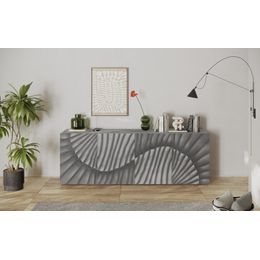 Sideboard Inosign "Snake Breite 241 cm, moderne Kommode mit 4 Türen" Sideboards Gr. B/H/T: 241cm x 96cm x 42cm, grau (beton mit siebdruck) Anrichte viel Stauraum, Front besonderem Siebdruck