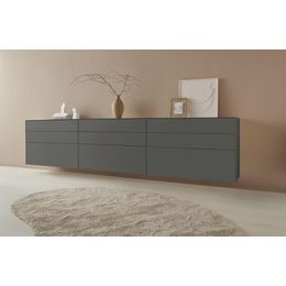 Sideboard LeGer Home by Lena Gercke "Essentials" Sideboards Gr. B/H/T: 336cm x 74cm x 42cm, 6 St., grau (anthrazit) Breite: 335cm, MDF lackiert, Push-to-open-Funktion