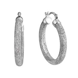 Paar Creolen Celesta "925 Silber rhodiniert diamantiert" Ohrringe Gr. ONE-SIZE, Silber 925 (Sterlingsilber), silberfarben (silbergrau) Damen