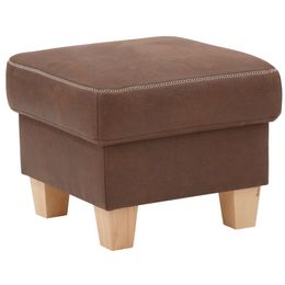 Hocker Home Affaire "Soleo" Gr. B/H/T: 60cm x 47cm x 60cm, Luxus-Microfaser Lederoptik, braun (cognac) Sitzhocker Hocker passend zum "Solea"-Ecksofa