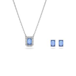 Schmuckset Swarovski "Millenia Set, 5641171" Schmuck-Sets grau (metall + blau-kristallweiß) Damen mit Swarovski Kristallen