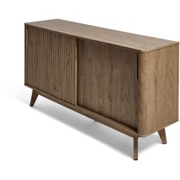 Sideboard Jahnke "WAVE SBS 145" Sideboards Gr. B/H/T: 148cm x 76cm x 39,8cm, braun (montana eiche) Retro-Stil, mit 2 Schiebetüren, ca. 148 cm