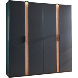 Drehtürenschrank wimex "Rimini by fresh to go, weiß oder graphit mit schwarzen Metallgriffen" Schränke Gr. B/H/T: 200cm x 216cm x 58cm, 4 St., grafit, artisan eiche nachbildung inklusive LED Beleuchtung, 3 Breiten: 200, 250 oder 300cm, 216cm hoch