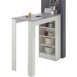 HBZ-MEBLE Bartisch HBZ "Mojito, TOPSELLER" Tische Gr. B/H/T: 115cm x 103cm x 50cm, grau (beton/weiß + weiß beton) Bartisch mit Regal beidseitig montierbar